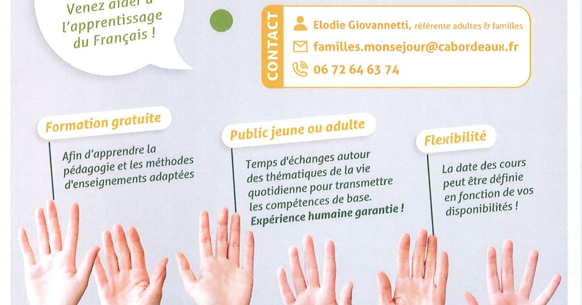 Centre d'animation Monséjour : Appel au bénévolat, cours de Français ...